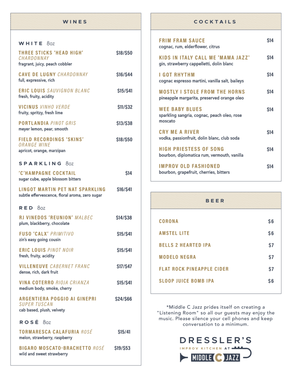 FOOD + DRINK - Middle C Jazz