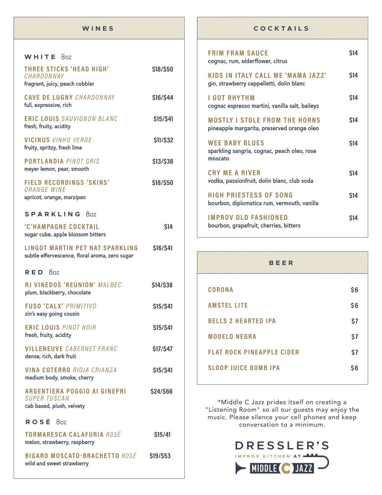 FOOD + DRINK - Middle C Jazz